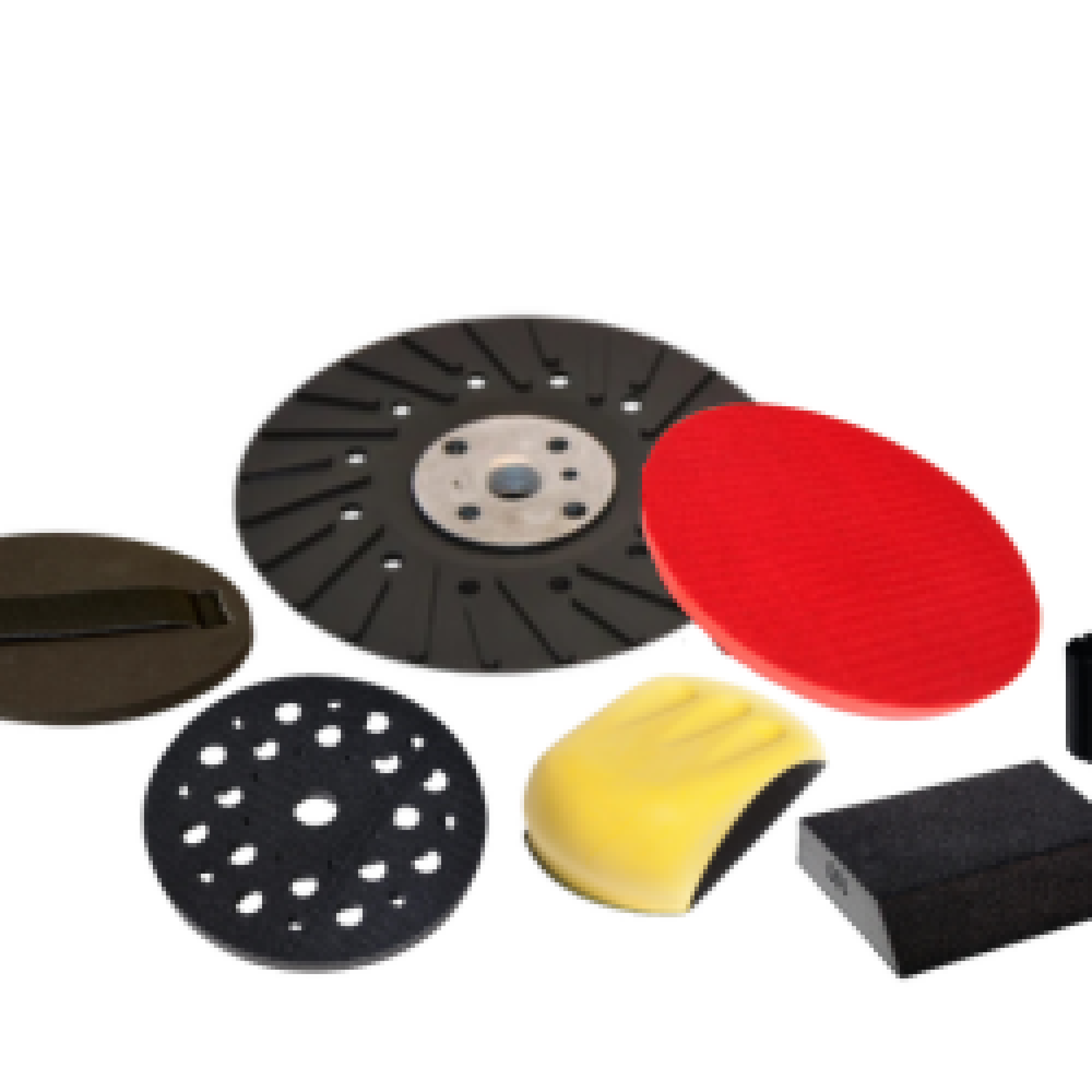 Tilbehør til slibning - alt i bagskiver, interfaces, slibeklodser, pads mm.